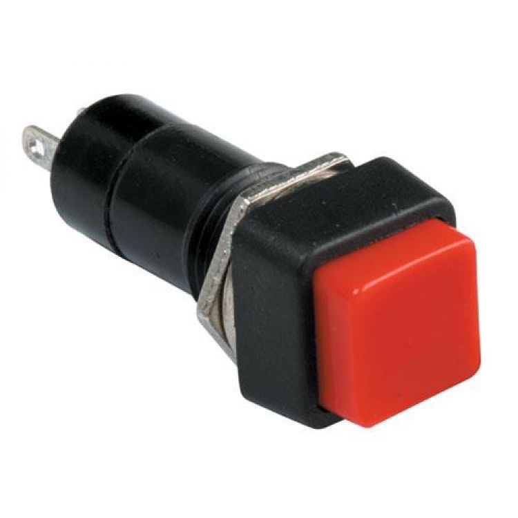 Square Button Push Switch, NA, 125V, 3A, Red - ON-OFF